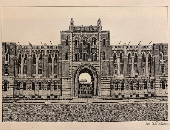 PRINT Drawing of Rice University Lovett Hall Houston TX Texas | Etsy