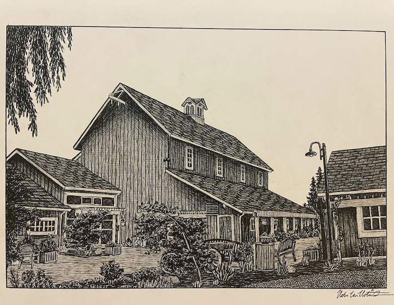 PRINT Drawing of Pickering Barn Issaquah WA - Etsy