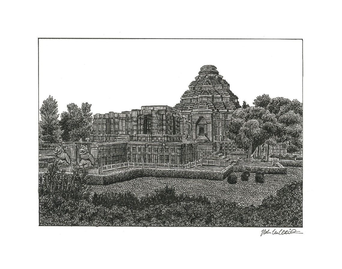 PRINT Drawing of the Konark Sun Hindu Temple, Puri, Odisha, India - Etsy