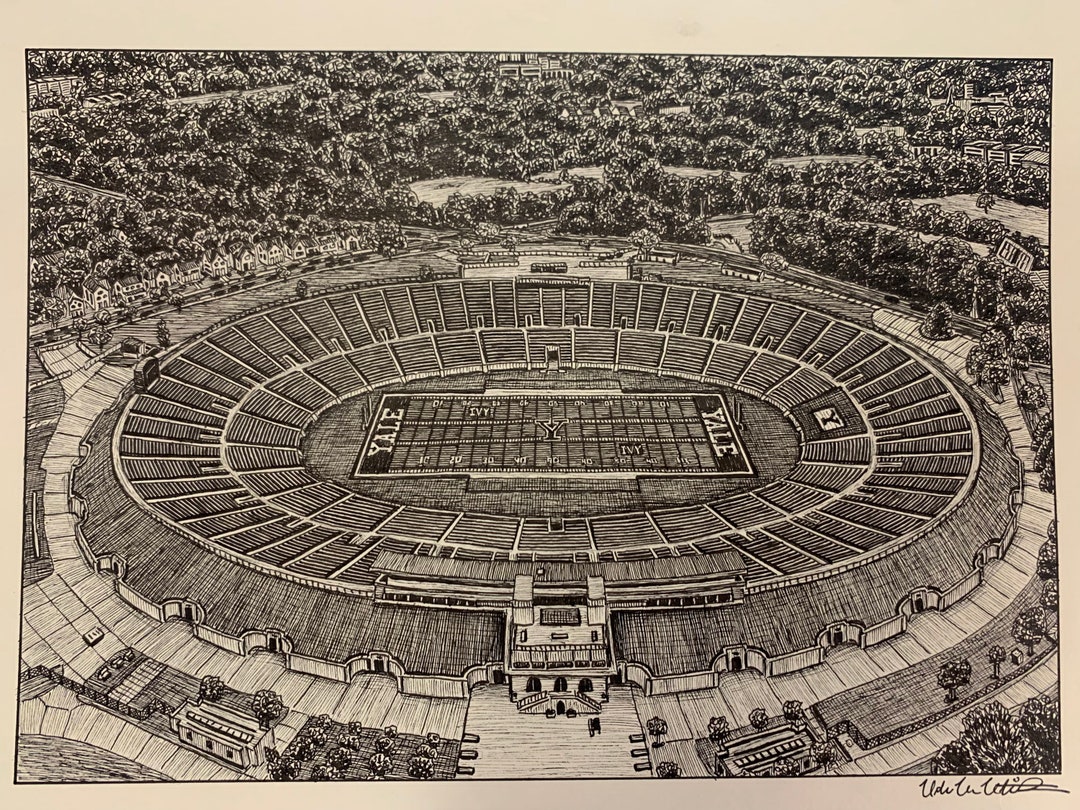 PRINT Drawing of Yale Bowl Football Stadium Ivy League New Haven ...