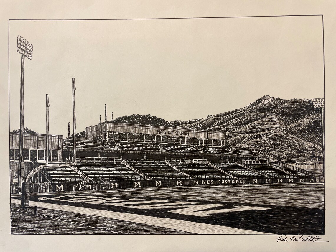 PRINT Drawing of Colorado School of Mines Marv Kay Football Stadium ...