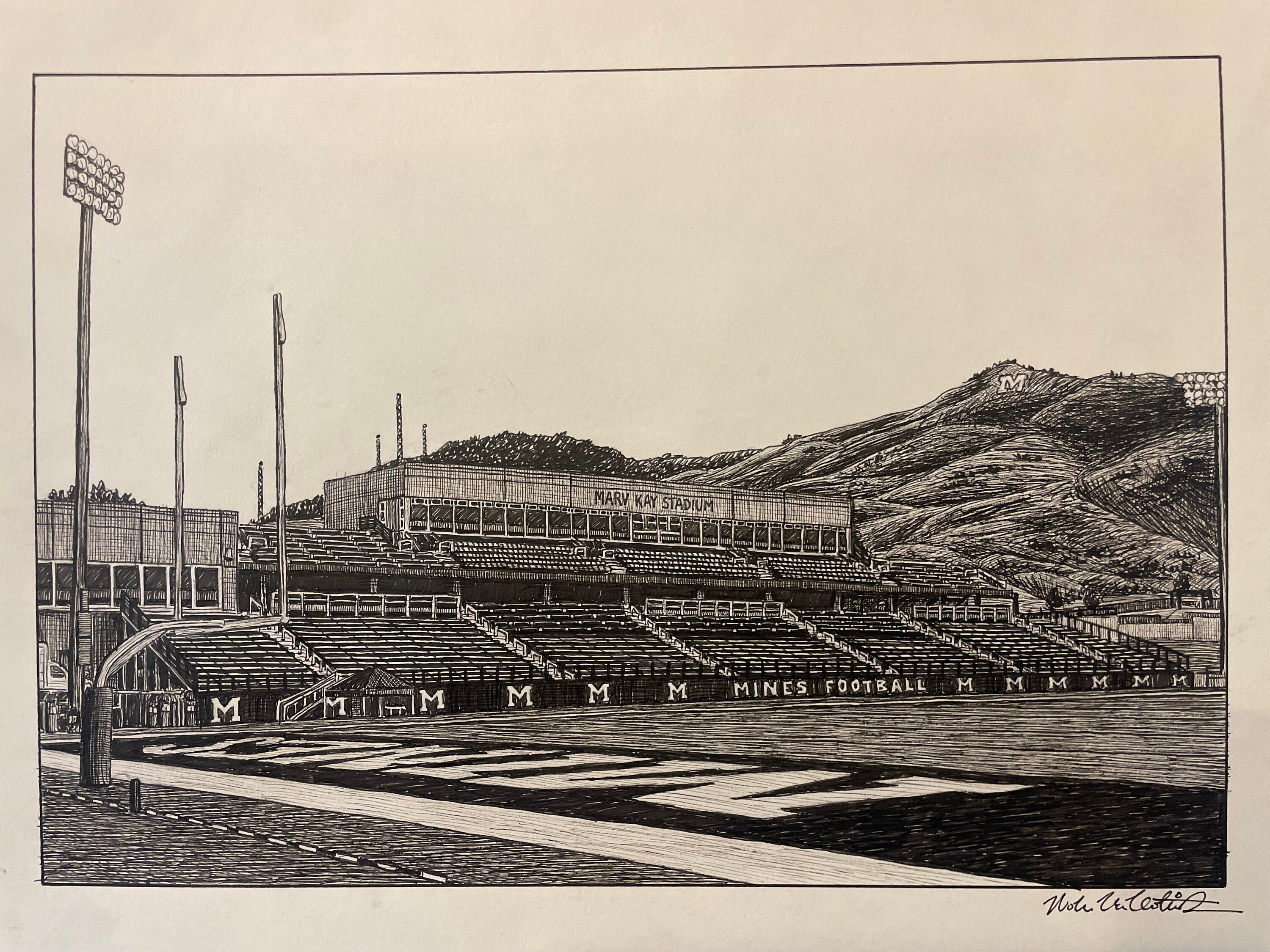 PRINT Drawing of Colorado School of Mines Marv Kay Football Stadium ...