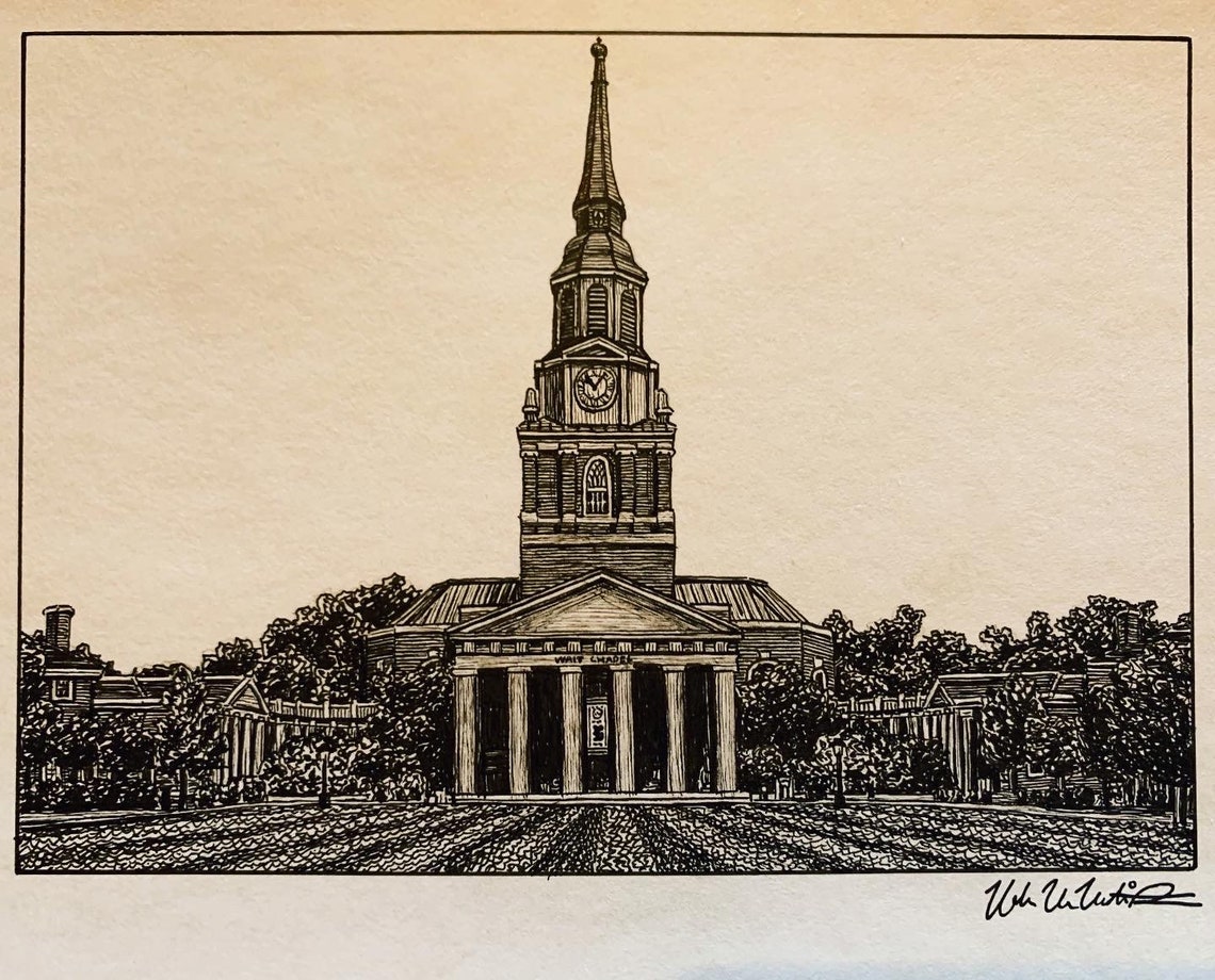 PRINT Drawing of Wake Forest Wait Chapel WFU North Carolina - Etsy