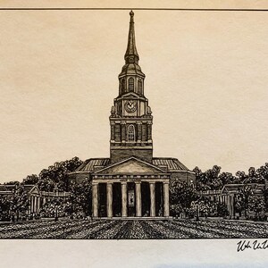 PRINT Drawing of Wake Forest Wait Chapel WFU North Carolina - Etsy