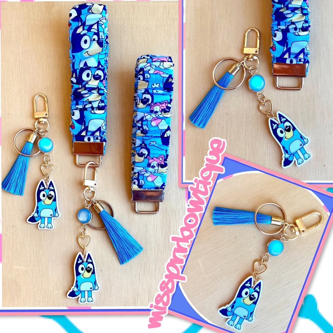 Handmade Character / Bluey / Bingo 2pc Wrist Lanyard & Keychain Set ...
