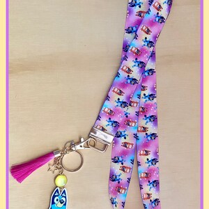 Handmade Character / Bluey / Bingo Bright Ombré Lanyards / Bagtag Bows ...
