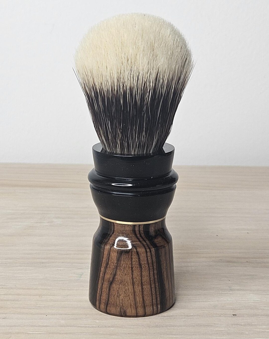 Shaving Brush Made of Bocote Wood, Black PU Head, Brass Spacer, and 26 ...