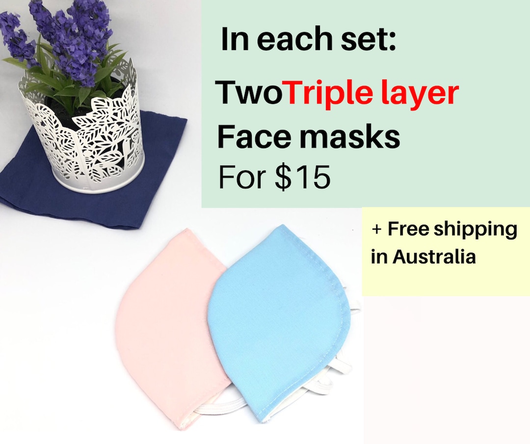 Two Triple Layer Face Mask - Etsy