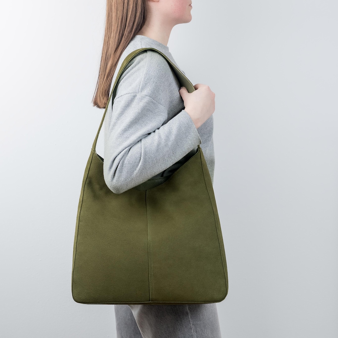 Suede Leather Hobo Bag – Minimalist Everyday Shoulder Bag, Mom Gift - Etsy
