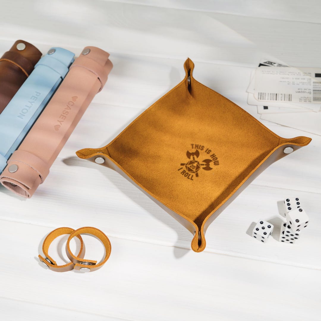 Personalized Dice Tray With Detachable Straps, Scroll of Rolling, Dnd ...