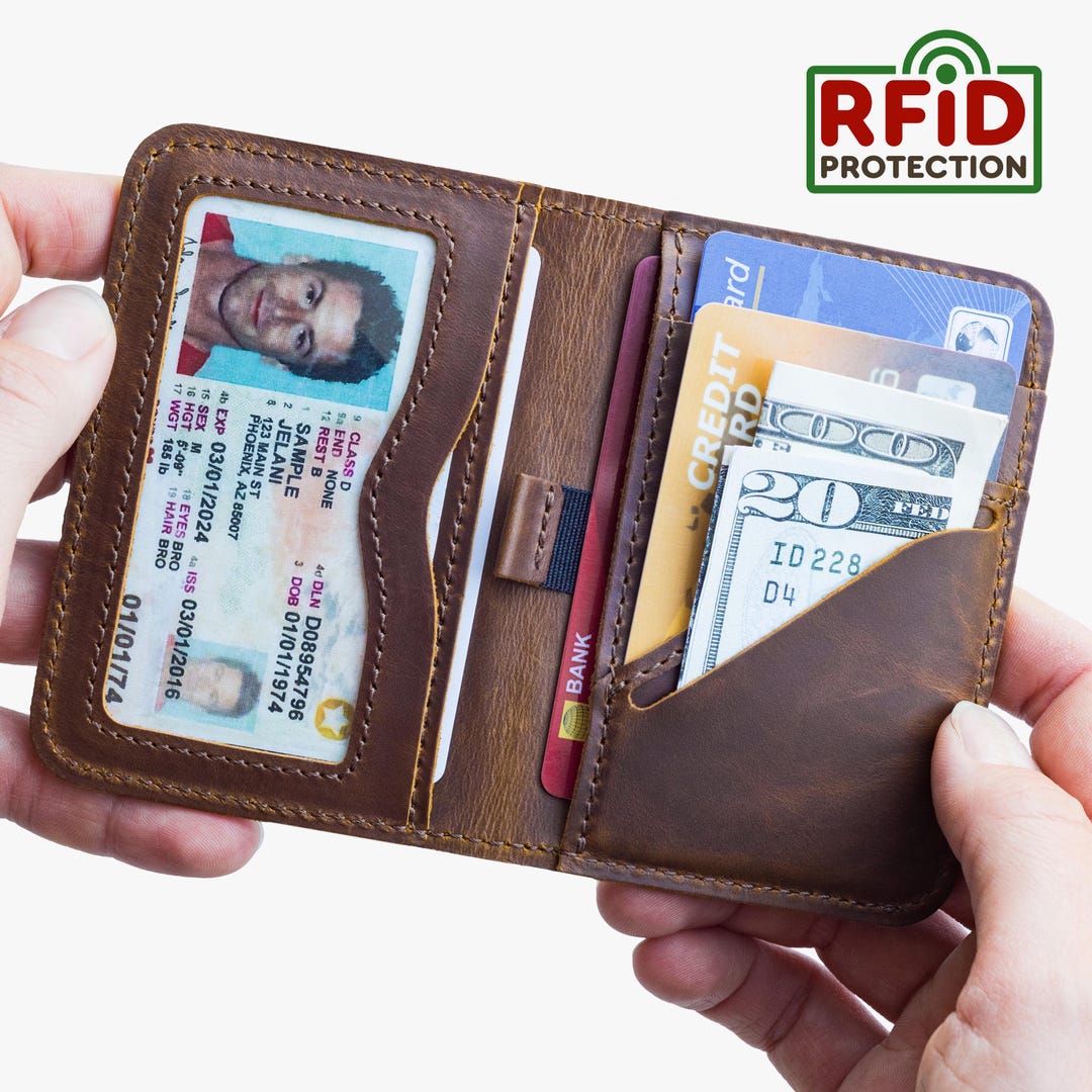 Custom Leather RFID Blocking Wallet | Personalized Leather Card Holder ...