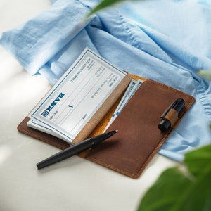 Custom Leather Checkbook Cover With Personalized Monogram Traditional ...