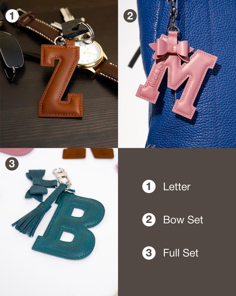 Leather Alphabet Keychain – Minimalist A–Z Letter Charm, Personalized ...