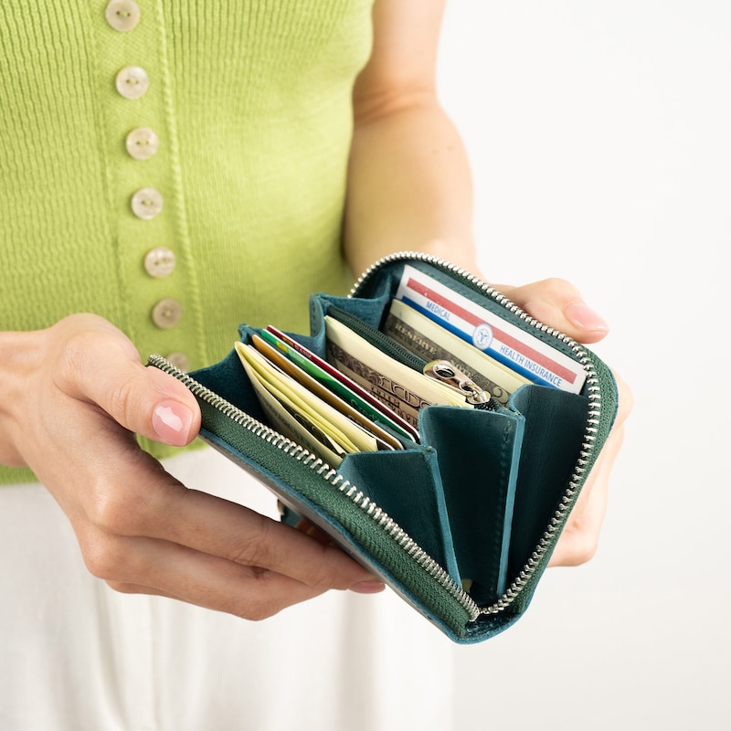 Women Wallet Green Zip - Etsy