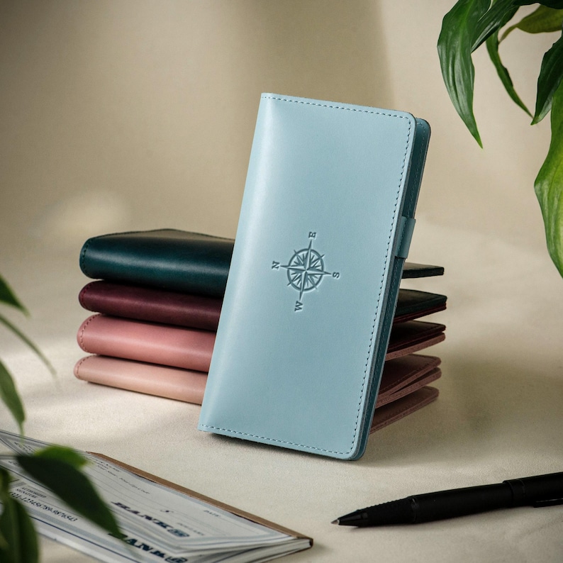 Personalized Leather Checkbook Cover: Full-grain, Embossed Monogram - Etsy