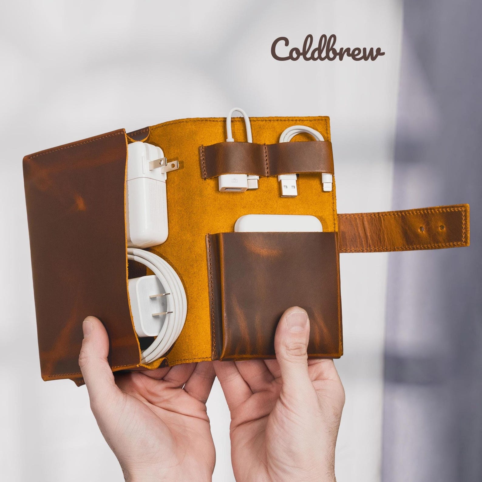 Custom Leather Tech Accessory Organizer – Travel Cable Case - Etsy