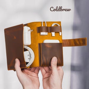 Custom Leather Tech Accessory Organizer – Travel Cable Case - Etsy