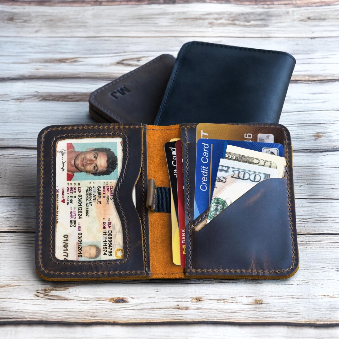 Personalized Leather Slim Front Pocket Wallet for Men Small Card Holder ...