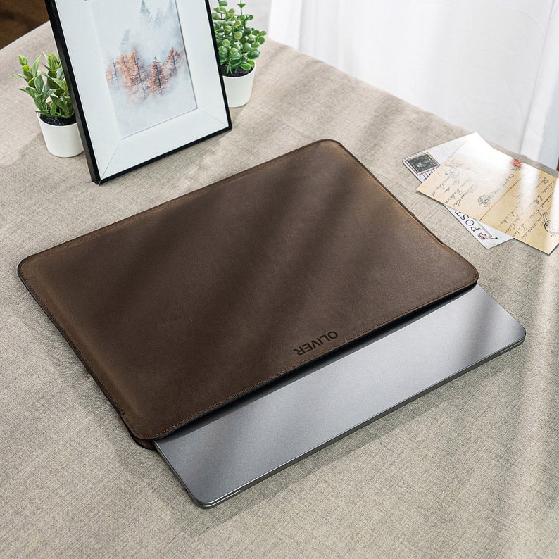 Personalized Full Grain Leather MacBook Sleeve | Handmade Laptop Case ...