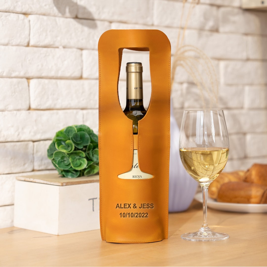 Wine Bottle Holder Personalized Wine Holder Gift Monogrammed | Leather ...