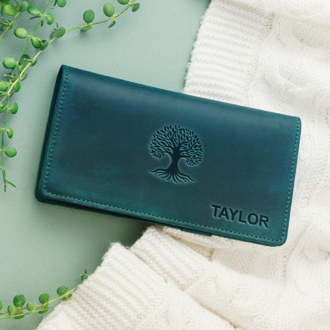 Custom Leather Checkbook Wallet Personalized Checkbook Cover - Gift for ...