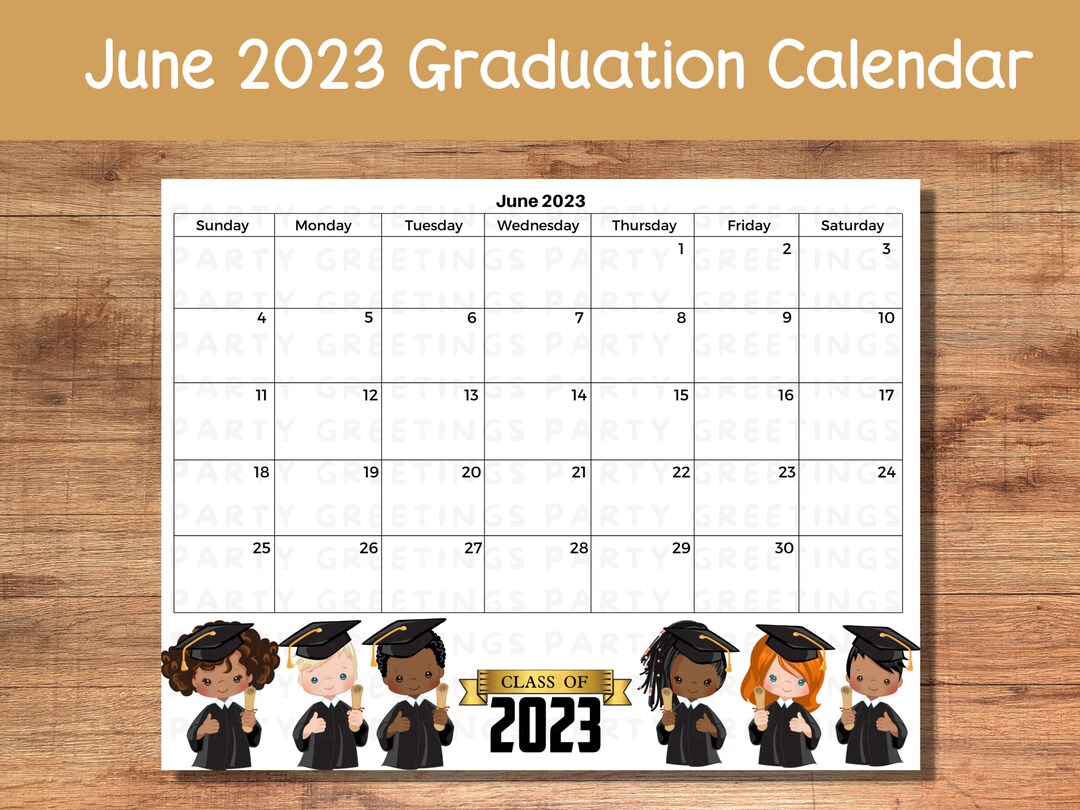 Calendar Printable June 2023 Graduation Calendar Planner - Etsy