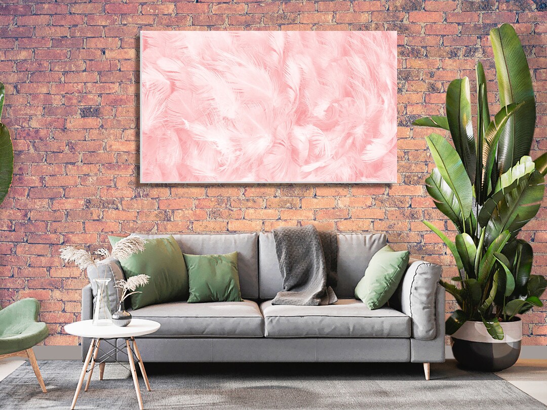 Pink Feathers Canvas Hanging Decor, Pink Flamingo Feathers Wall Decor ...