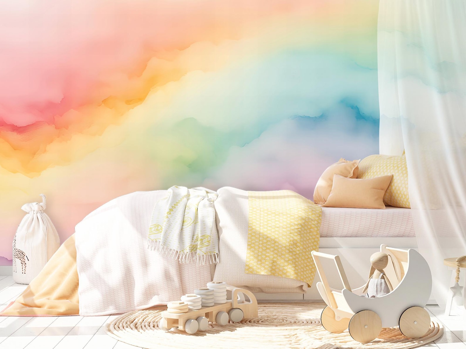 Colorful Wallpaper Peel and Stick Baby Nursery Rainbow Wall Paper for ...