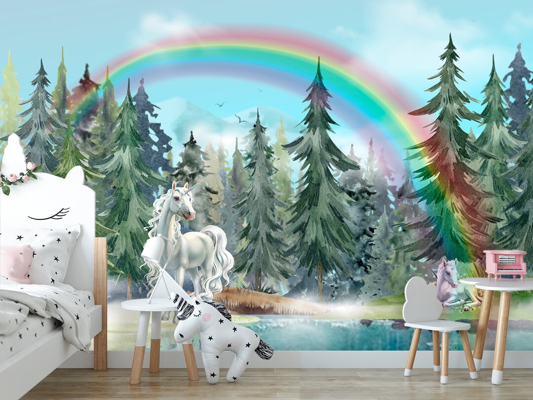 Rainbow Wallpaper Peel and Stick Bedroom Removable Landscape Wallpaper ...