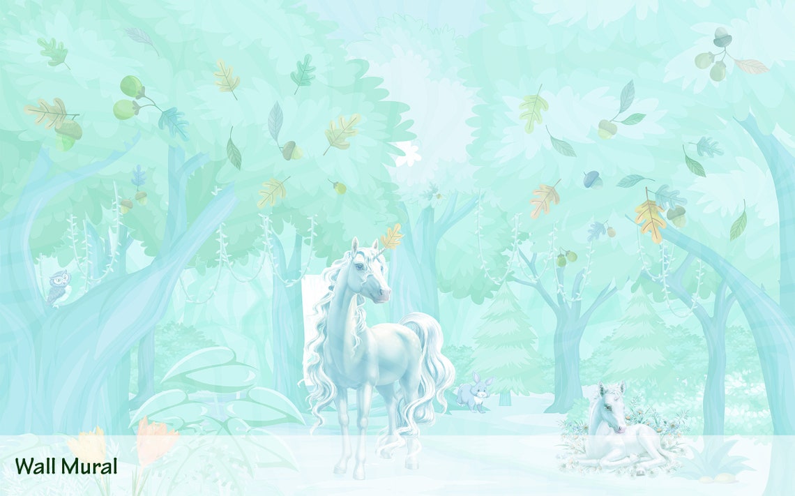 Soft Pastel Green Forest Wallpaper for Kids Nursery Removable - Etsy