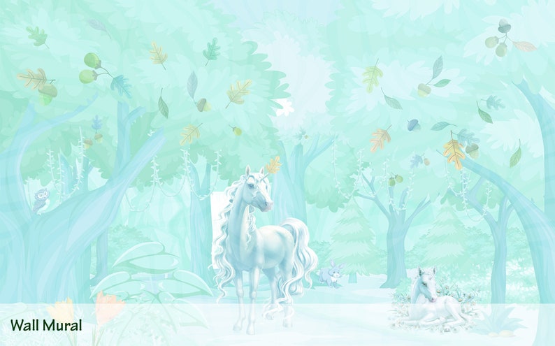 Soft Pastel Green Forest Wallpaper for Kids Nursery Removable - Etsy