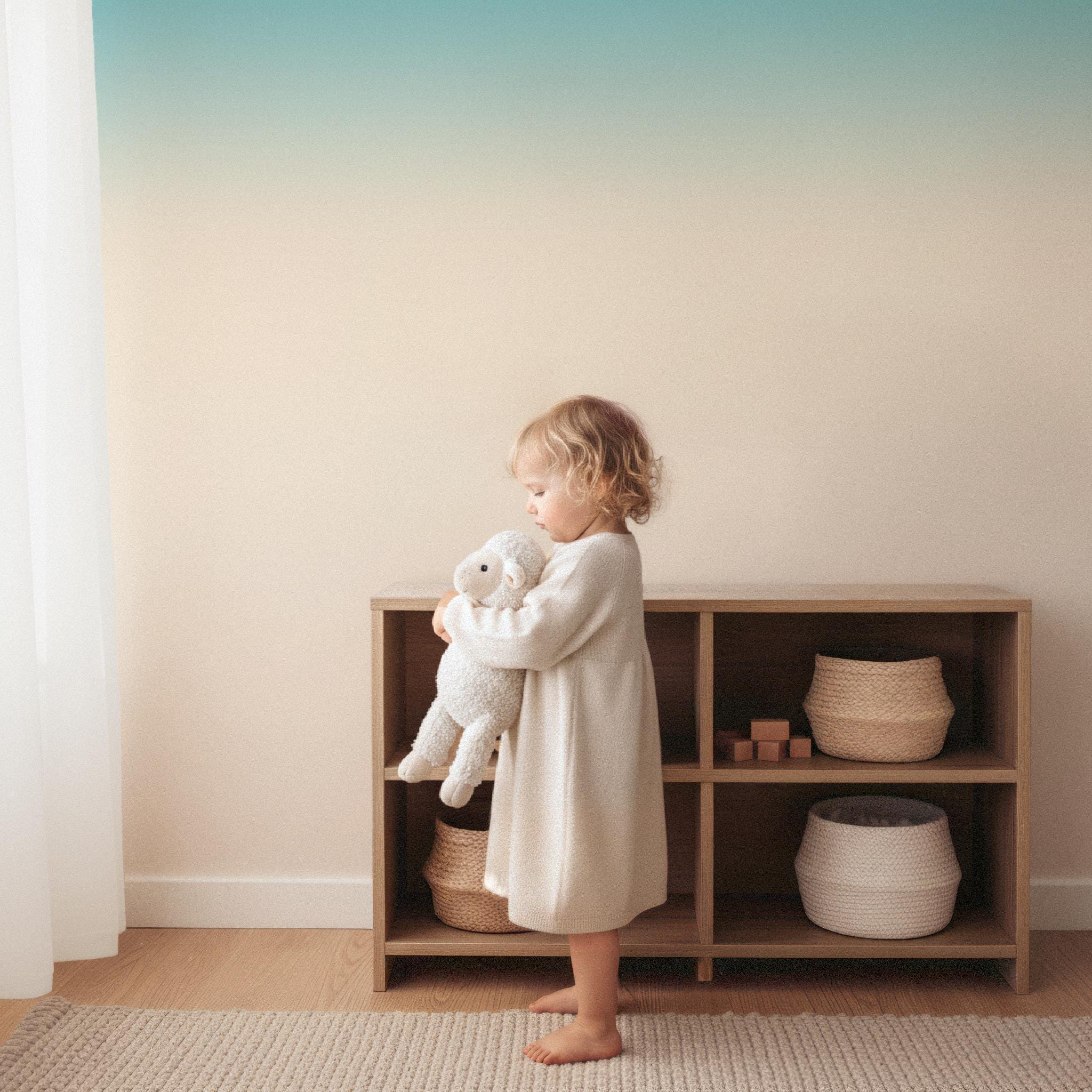 Ombre Nursery Wallpaper, Pastel Wallpaper Mural for Baby Room, Beige ...