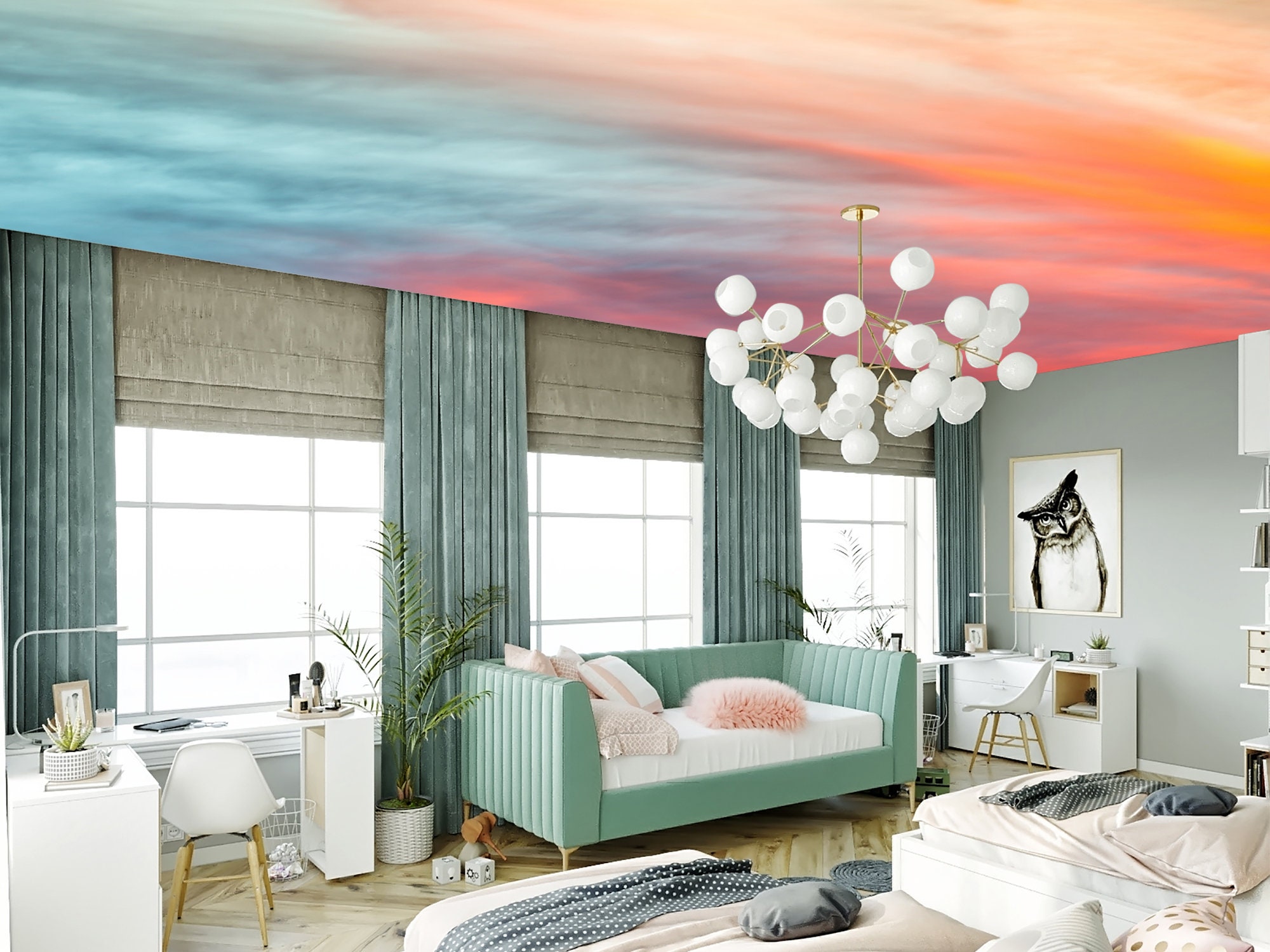 Colorfull Clouds Wallpaper. Sky and Clouds Wall Mural - Etsy