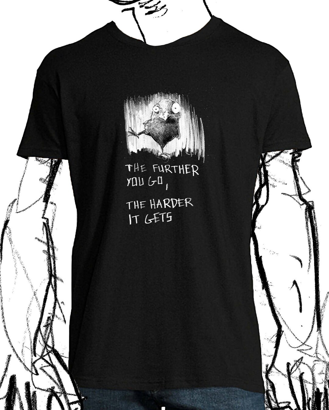Funny Artistic Absurd T SHIRT, Meme Sketchy Silly TSHIRT, Stylish Cat ...