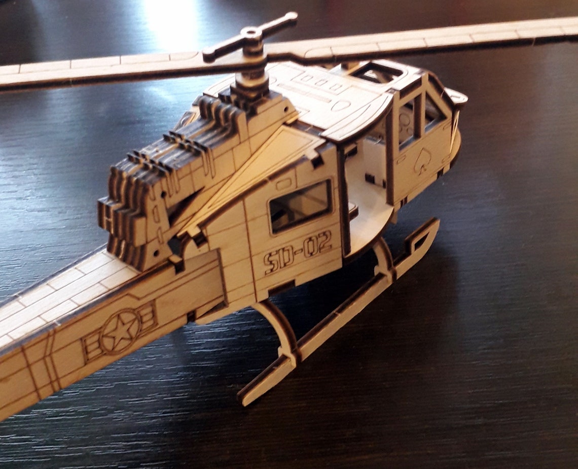 Helicopter Laser Cut Model Huey Cnc Helicopter Dxf 3d | Etsy