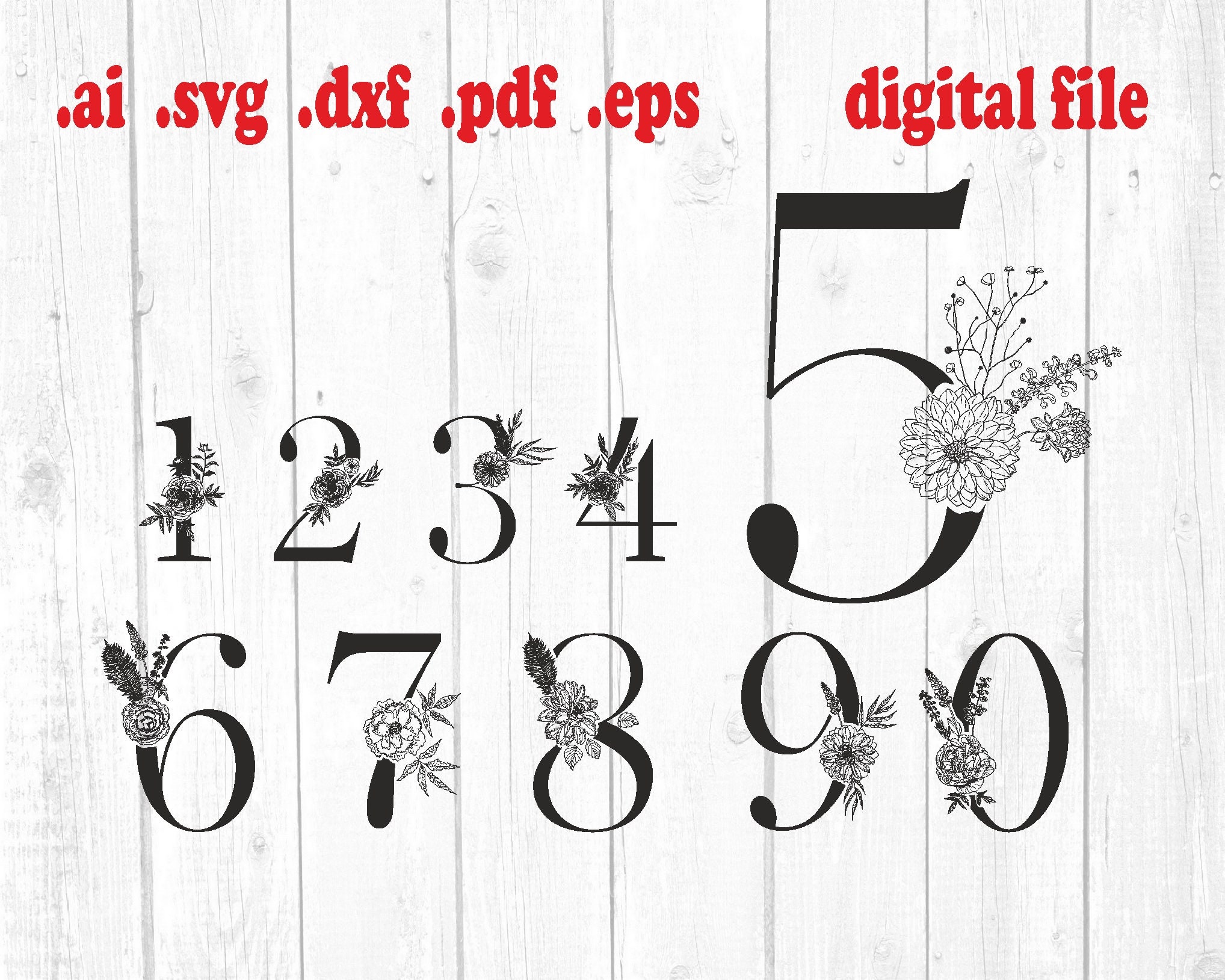 Floral number svg file for cricut Paper flower template. | Etsy