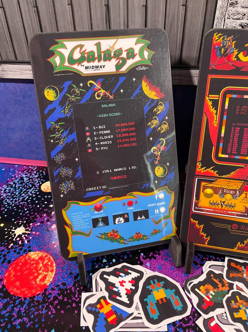 Arcade Birthday Card Wooden With Stand and Free Stickers, Personalized ...