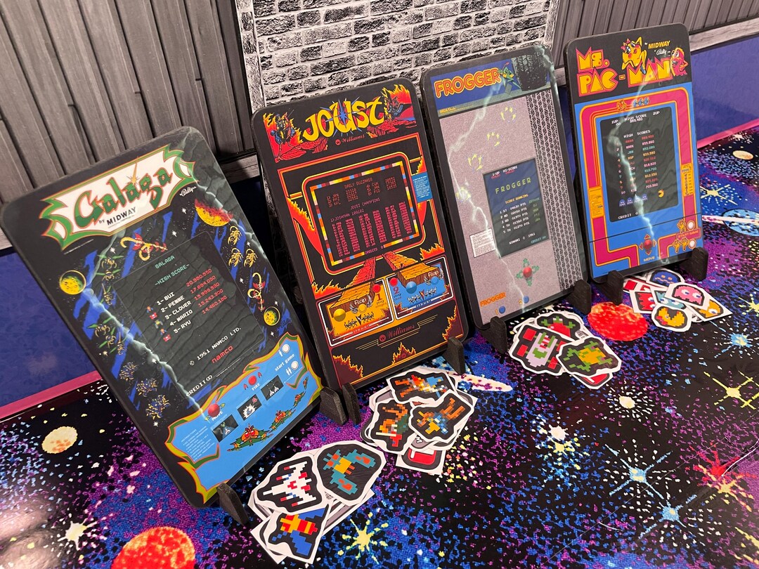 Arcade Birthday Card Wooden With Stand and Free Stickers, Personalized ...