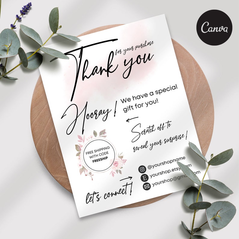 DIY Printable Thank You Card, Scratch off Thank You Card, Packaging ...