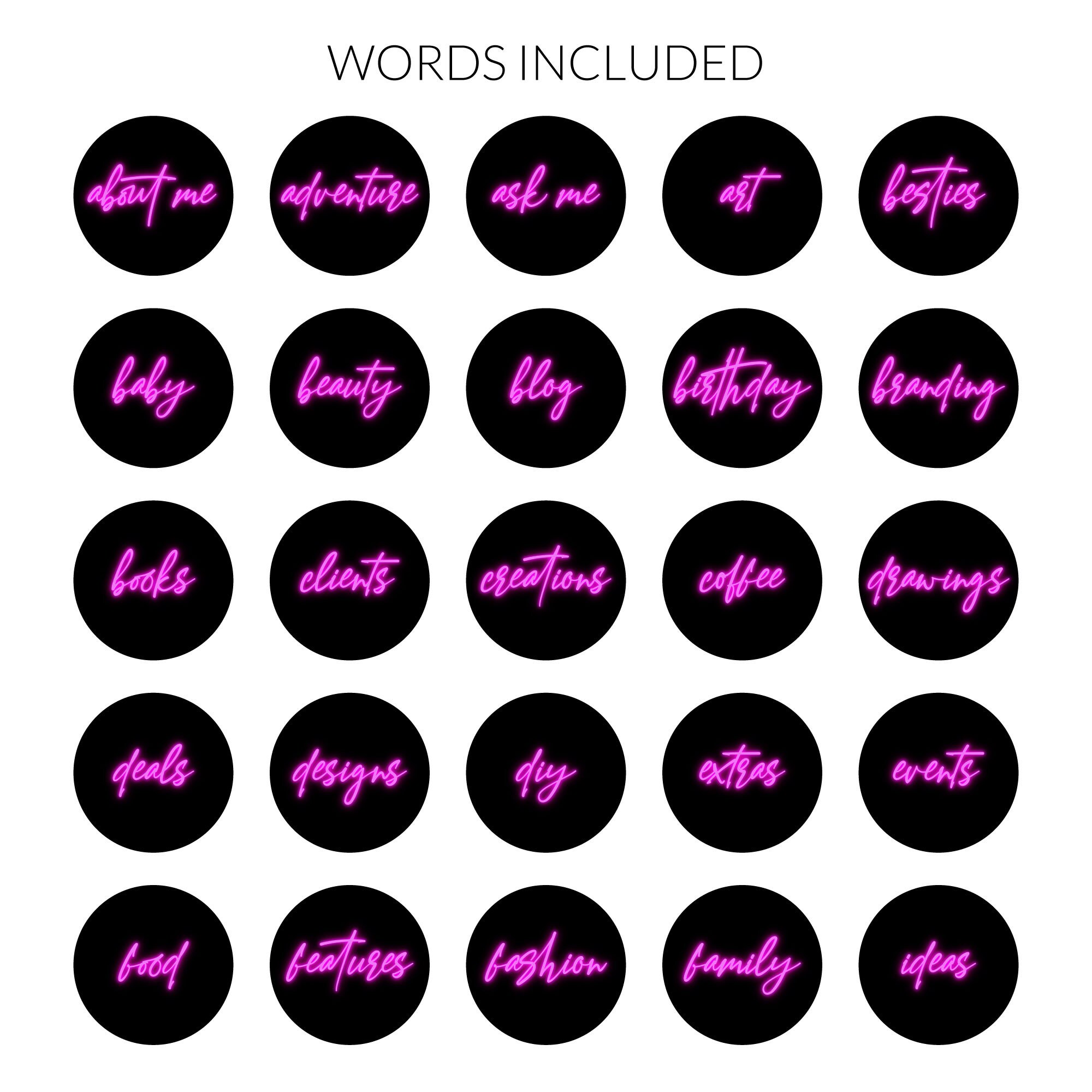 50 Pink Neon Instagram Story Highlight Icons, Text Highlight Covers ...