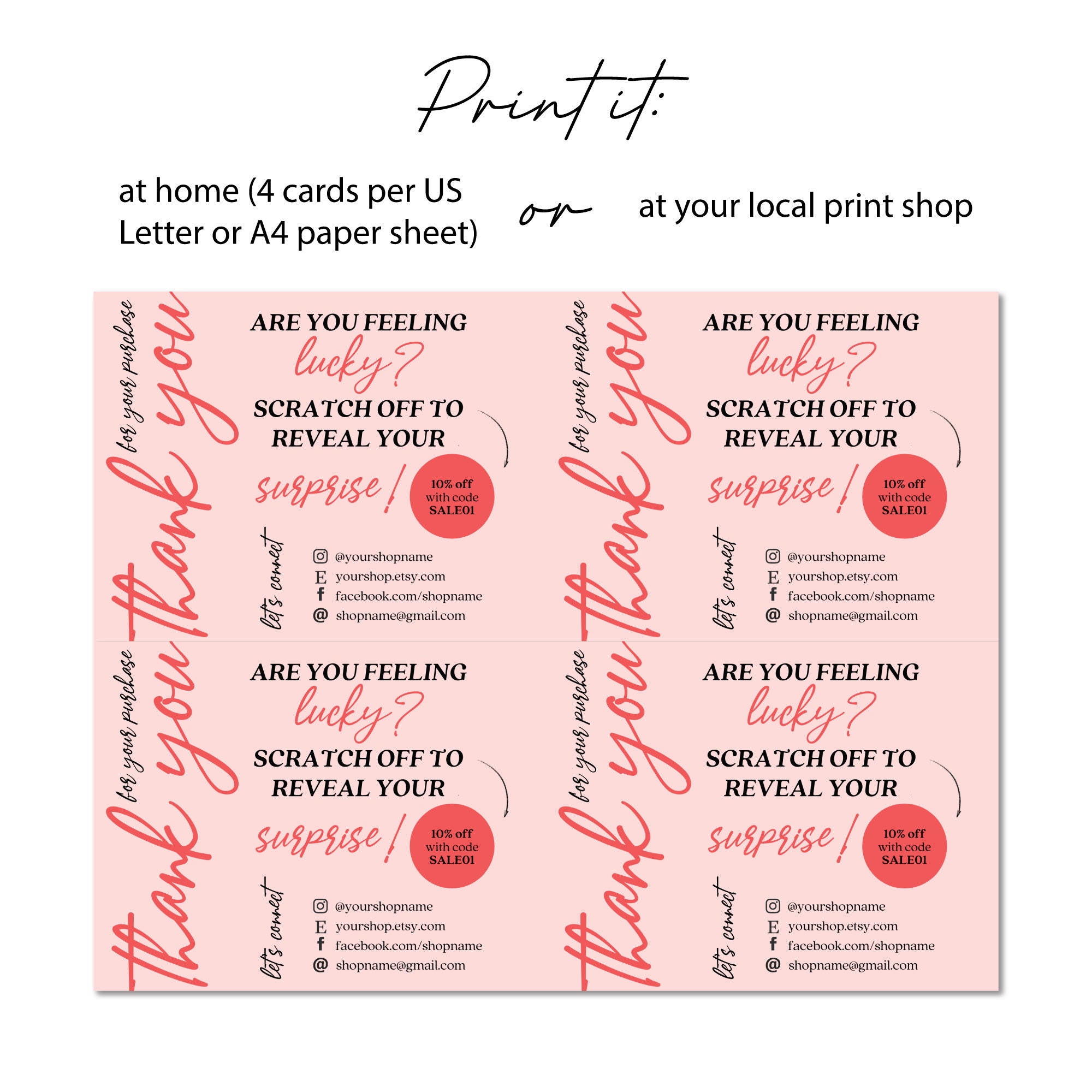 Scratch off Thank You Card Template: Small Business Inserts (canva) - Etsy