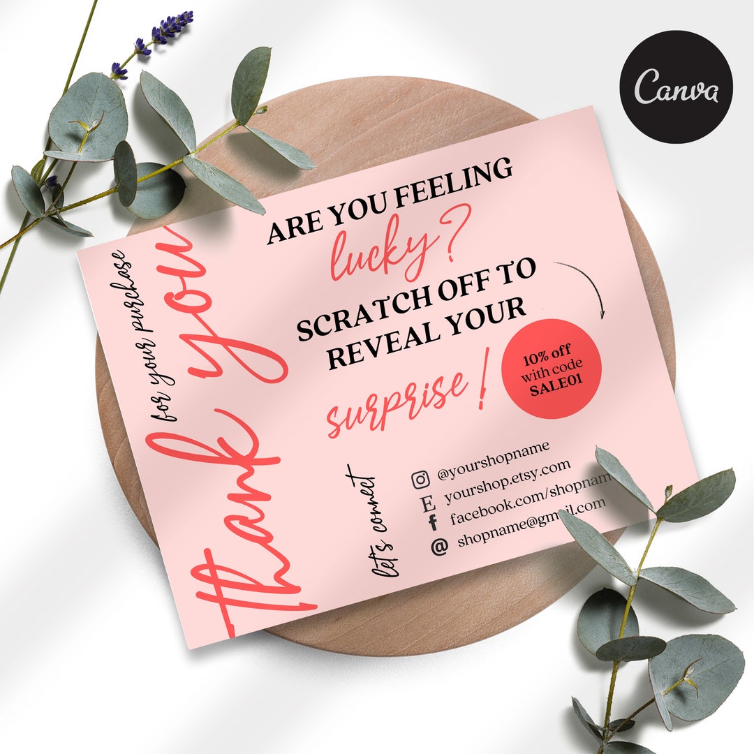 Scratch off Thank You Card Template: Small Business Inserts (canva) - Etsy