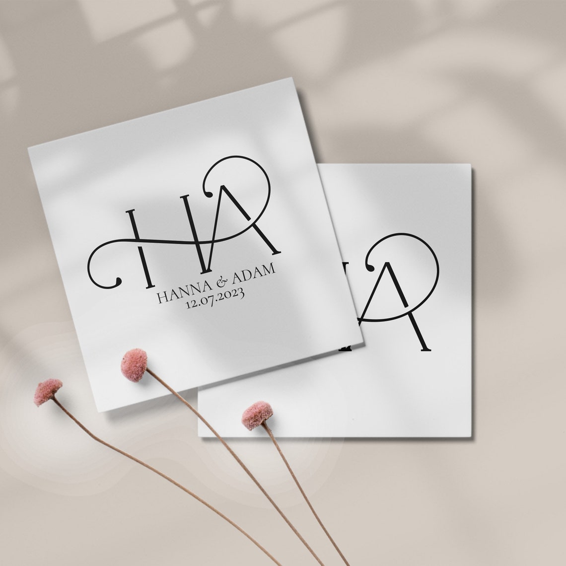 Modern Wedding Monogram, Wedding Logo, Elegant Wedding Couple Logo ...
