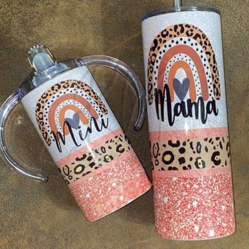 Mommy And Me Tumblers Leopard Print Matching Tumblers Mama Etsy