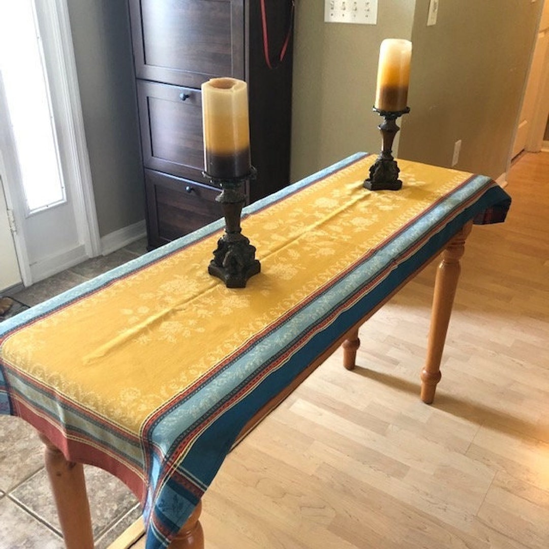 Provence France Table Runner Jacquard Cotton Curry Color With Blue - Etsy
