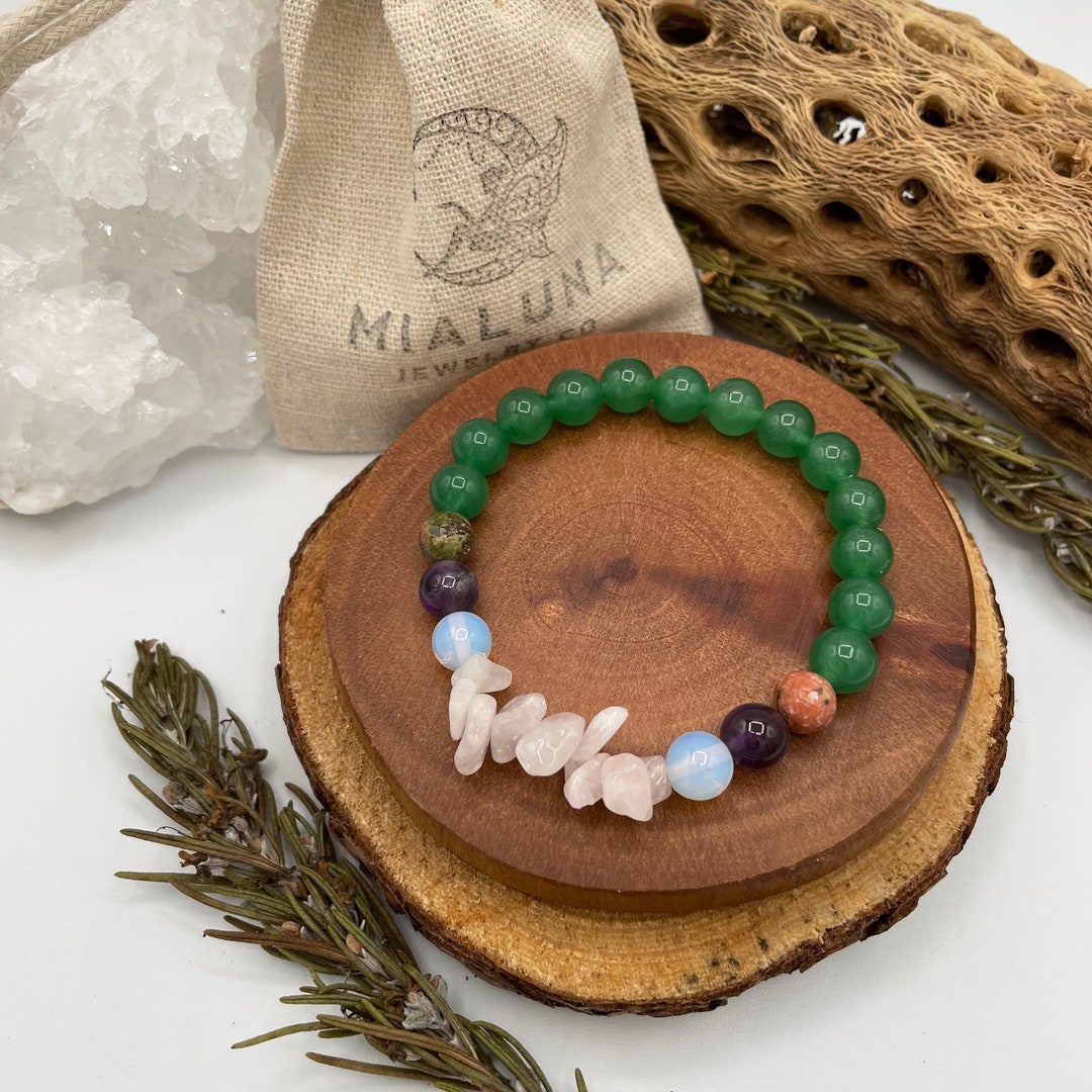 Fertility, Self Love & Intuition Crystal Bead Bracelet Rose Quartz ...