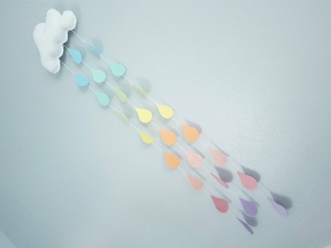 Pastel Raindrop Wall Hanging, Neutral Nursery Decor, Pastel Rainbow ...