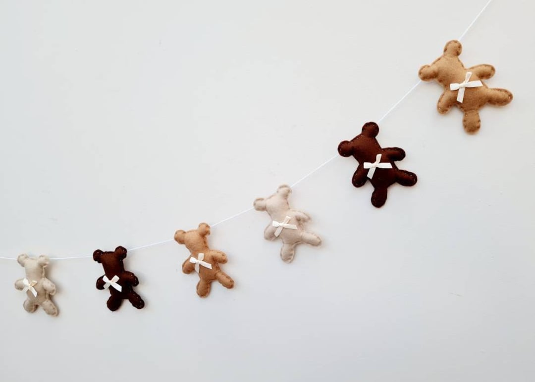 Bear Garland Neutral Nursery Garland Teddy Bear Bunting - Etsy