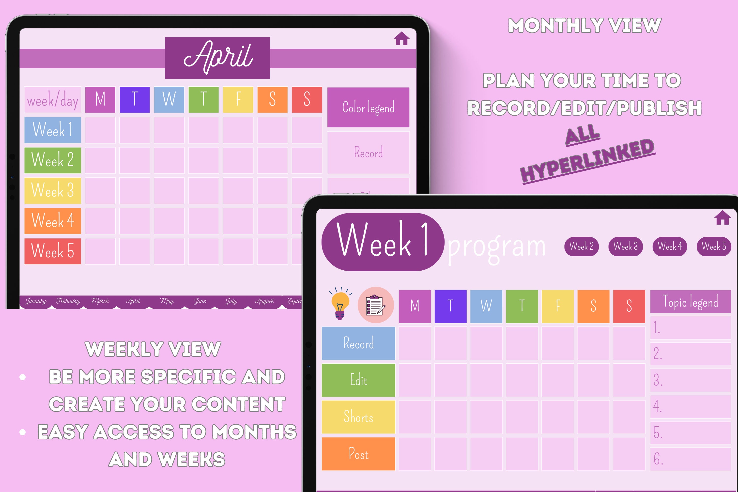 Youtube Digital Planner, Content Strategy Planner, Youtube Monthly ...