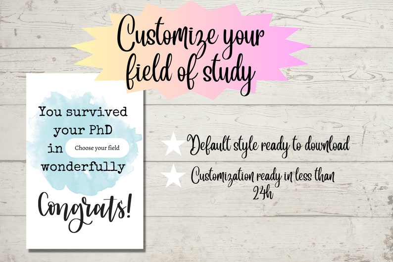Funny Phd Graduation Card - Printable - Customizeble - Phd Student Gift ...